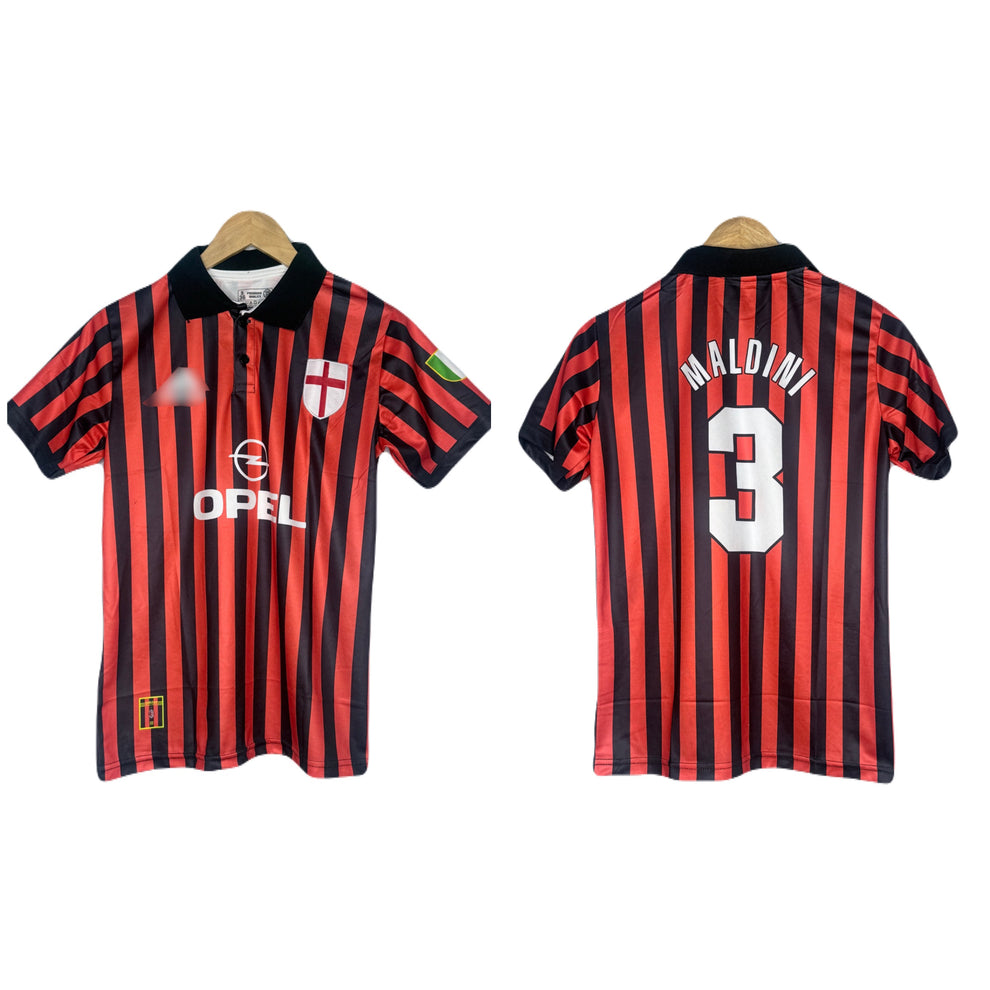 Ac Milan 1999-00 Home Kit Maldini Half Sleeve - P447 Ms Retro Store ...