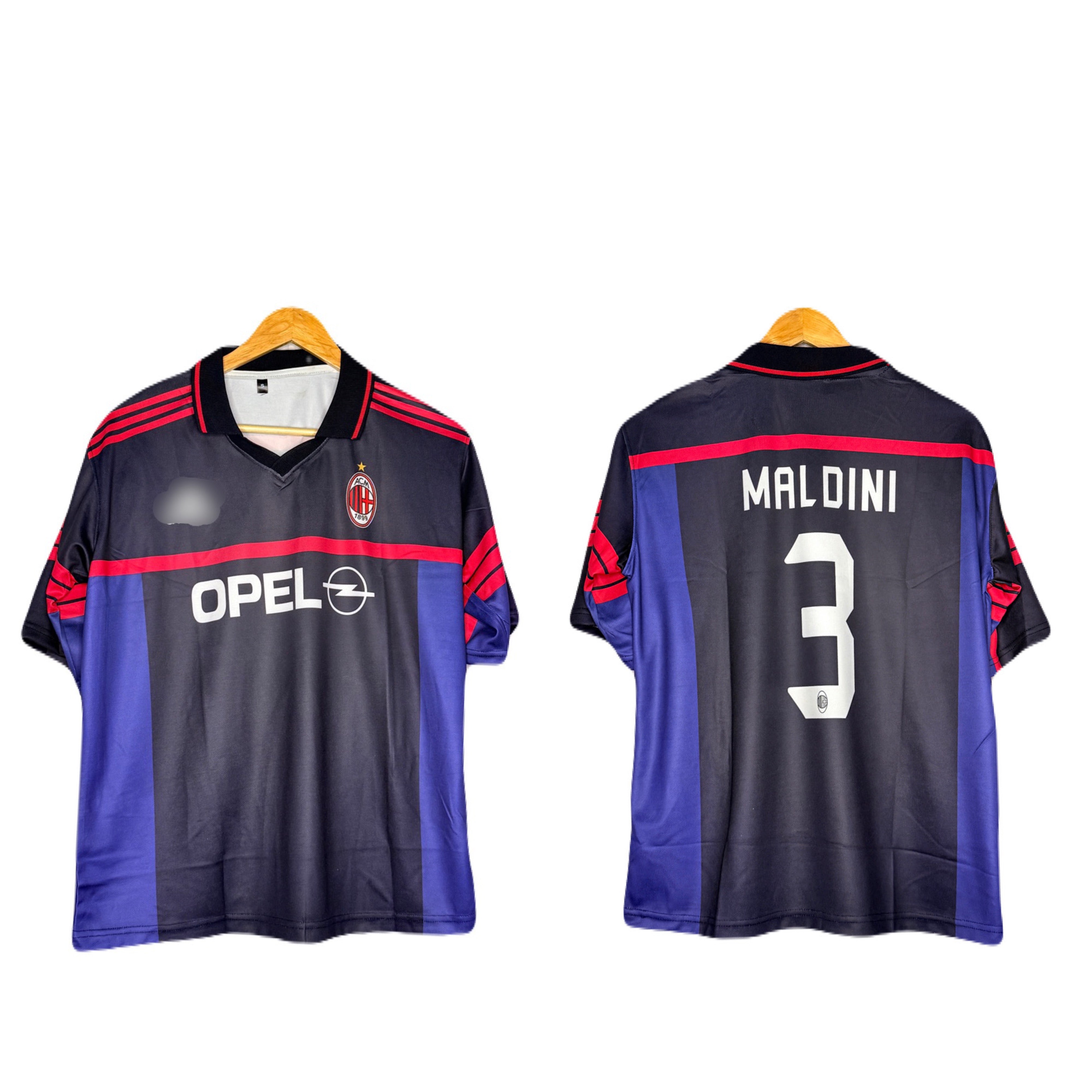 Ac Milan Home Kit Maldini Retro Kit Five Sleeve - P1039 Ms Retro Store ...