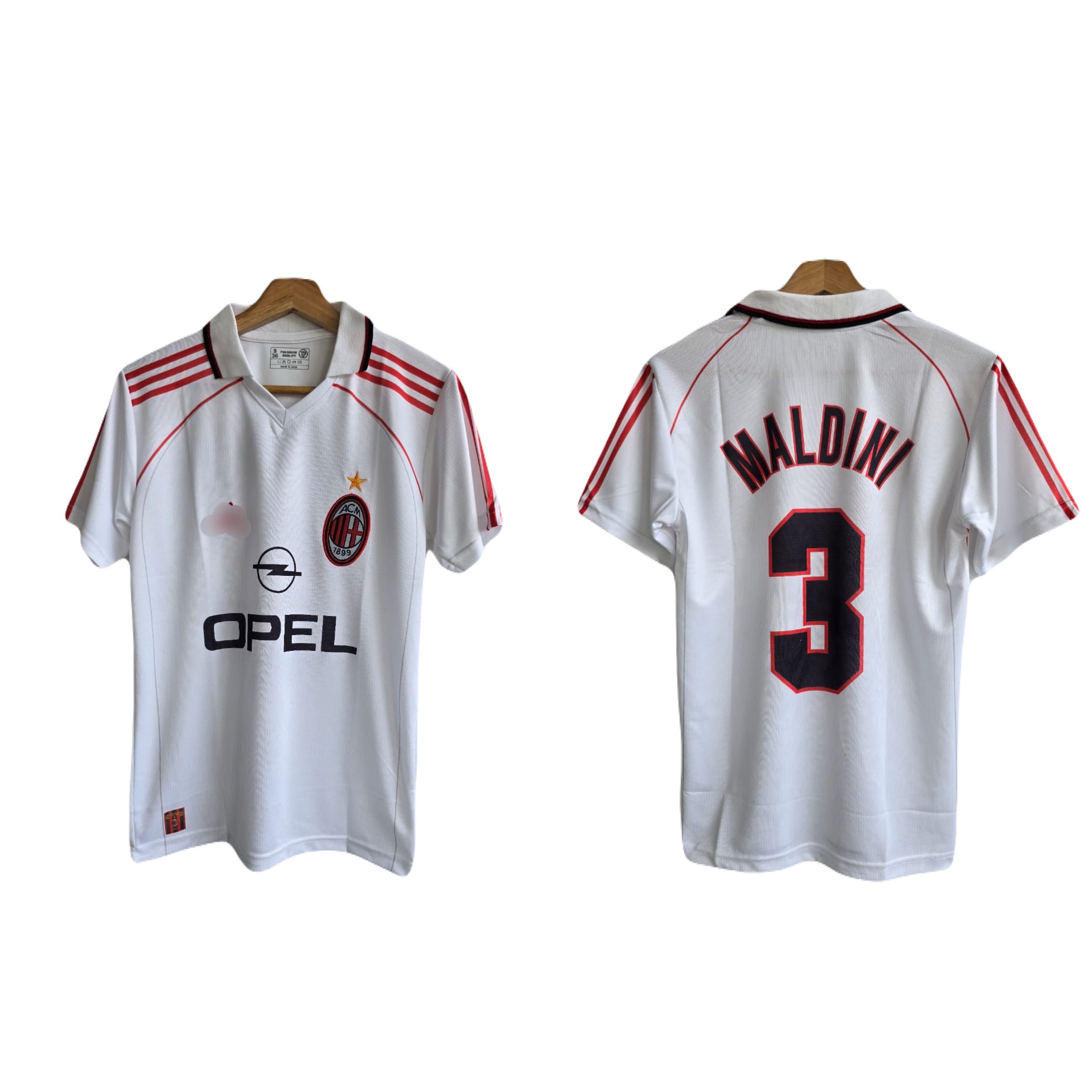 Ac milan Maldini White 2006-2007 home Retro kit Half Sleeve Embroidery ...